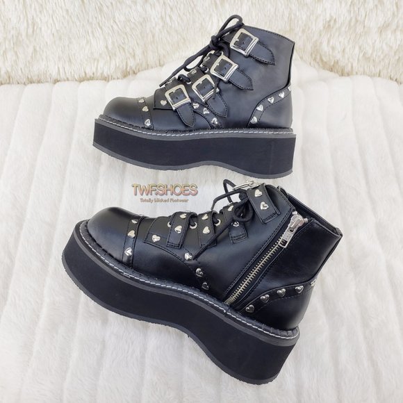 Demonia | Shoes | Demonia Goth Heart Stud 2 Platform Ankle Boots | Poshmark